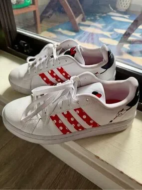 adidas | Shoes | Rare Adidas X Disney Grand Court Base Minnie Mouse Sz ...